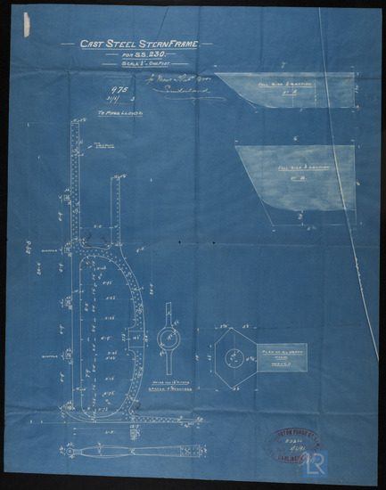 Plan Of Cast Steel Stern Frame For Whitburn 5th June 1893 | Documents ...