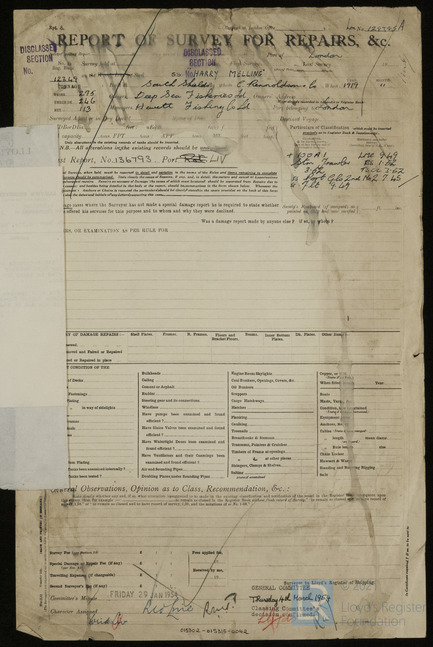 Report Of Survey For Repairs &c For Harry Melling Undated | Documents ...