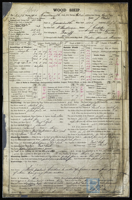 Wood Ship Report For Ensign 21st August 1883 | Documents | Archive ...