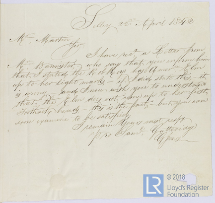 Correspondence From Sam Gutteridge To Mr Martin Regarding Rob Roy 22 ...