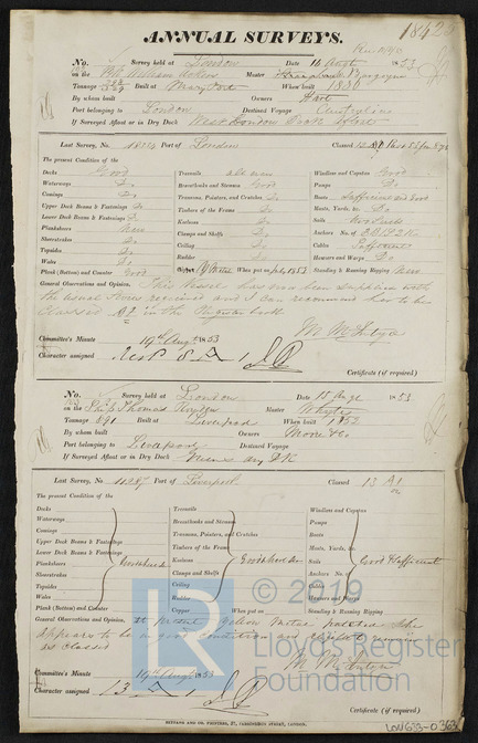 Annual Surveys Report For Thomas Royden 15th August 1853 | Documents ...