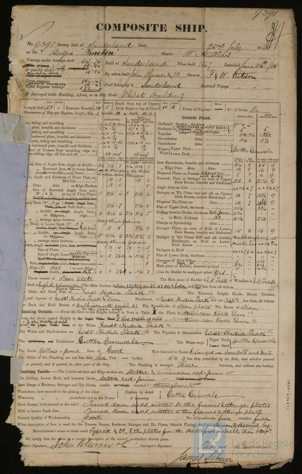 Composite Ship Report For Phaeton 22nd July 1868 | Documents | Archive ...