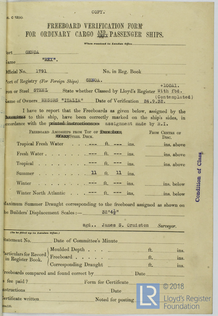 Copy Of Freeboard Verification Form For Ordinary Cargo And Passenger ...