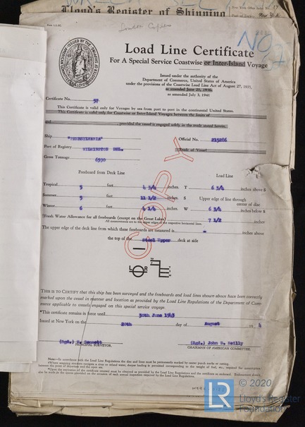 Load Line Certificate For Pennsylvania 20th August | Documents ...