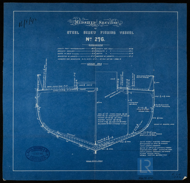 Midship Section Plan For Nightingale 13th August 1892 | Documents ...