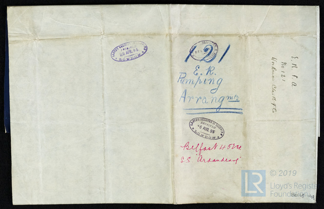 Plan Of Bilge & Ballast Arrangements For Ardandearg 5th April 1895 ...