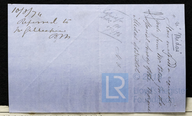 Letter From Henry Follett To The Secretary Lloyds Register London ...