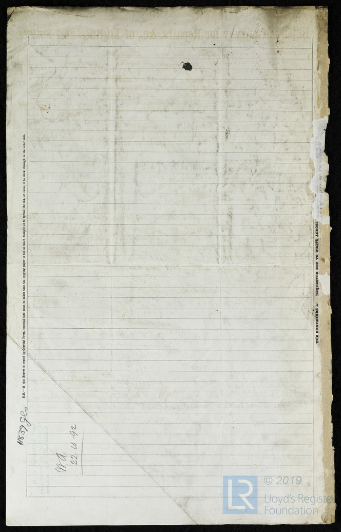 Report Of Survey For Repairs &c Of Engines & Boilers For Pyrope 18th ...