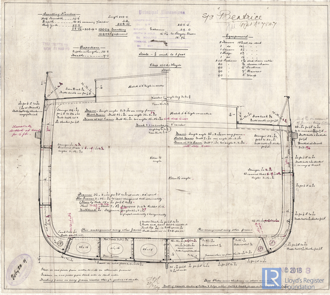 Midship Section Plan For Beatrice 22 February 1889 | Documents ...