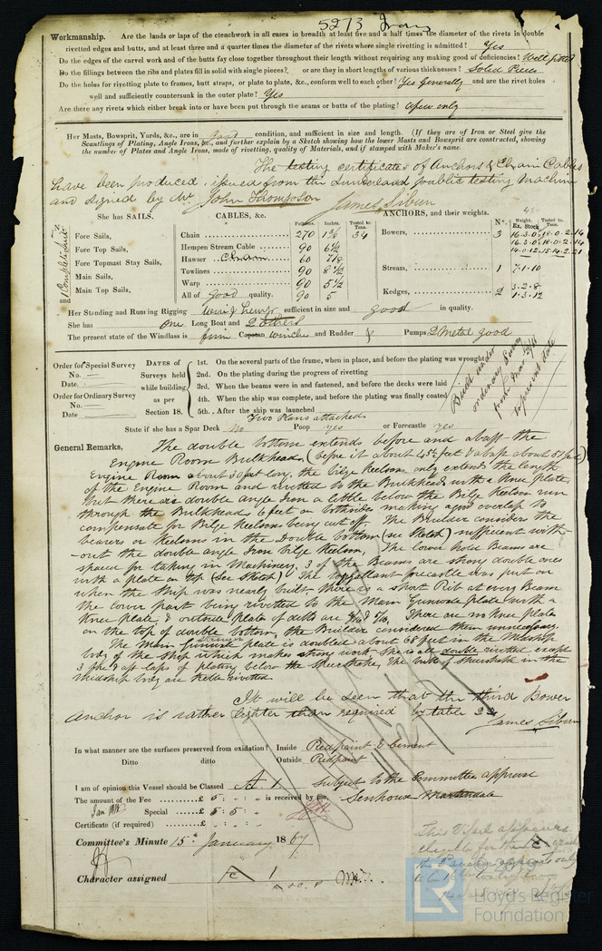 Iron Ships Report For Rinaldo 16th July 1866 | Documents | Archive ...