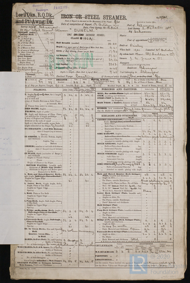 Steel Steamer Report For Dunelm 11th October 1901 | Documents | Archive ...