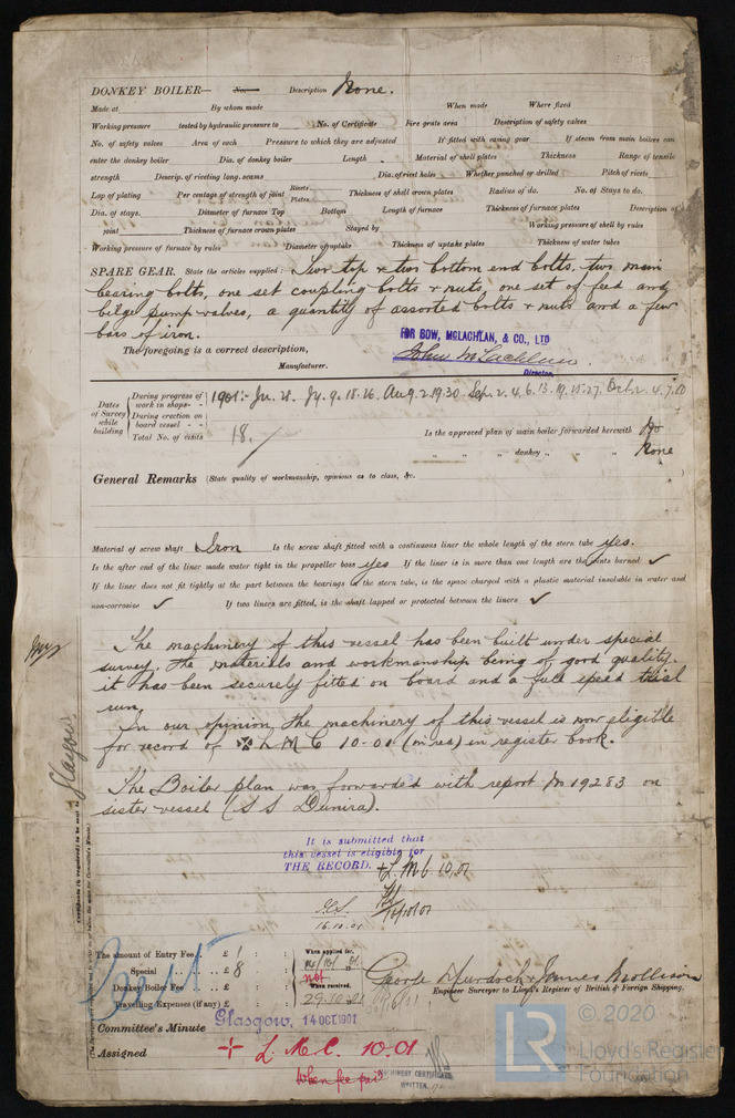 Report On Machinery For Dunelm 10th October 1901 | Documents | Archive ...